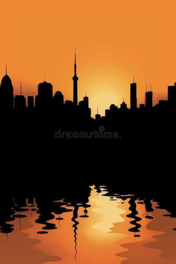 Minimalist City Skyline Silhouette Stock Illustration - Illustration of ...