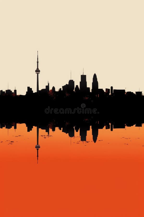 Minimalist City Skyline Silhouette Stock Illustration - Illustration of ...