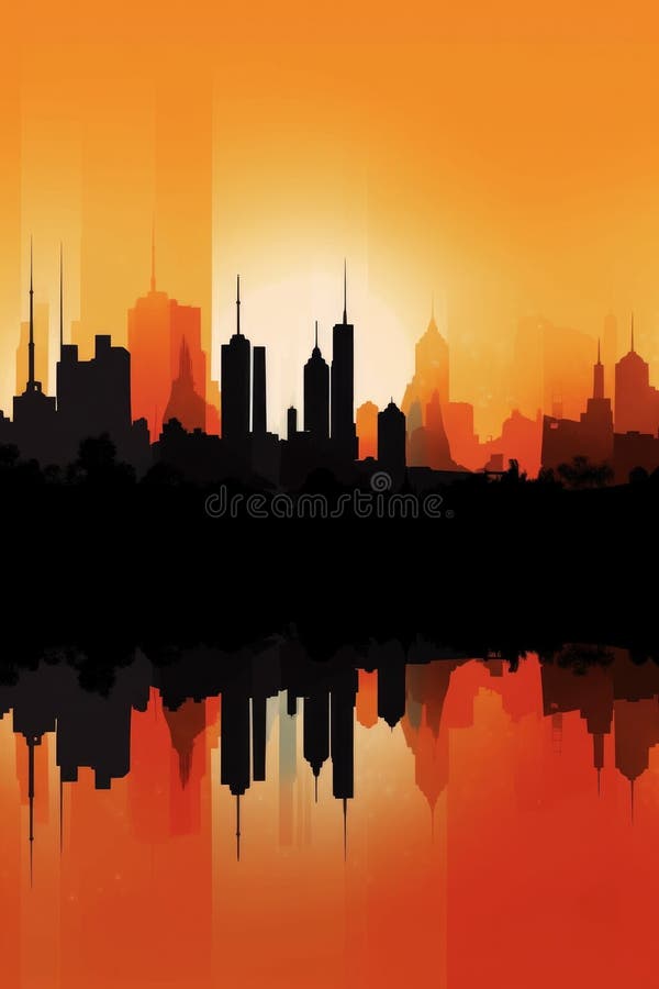 Minimalist City Skyline Silhouette Stock Illustration - Illustration of ...