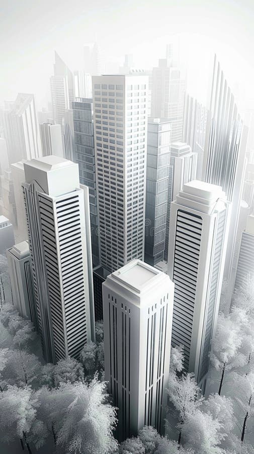 Minimalist Cityscape 3D Rendering Showcases Modern Architecture in ...