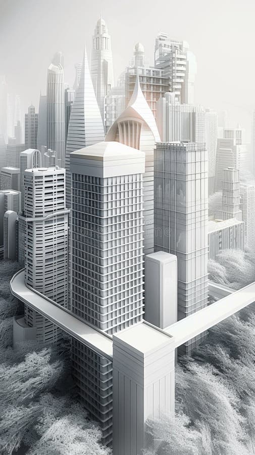 Minimalist Cityscape 3D Rendering Showcases Modern Architecture in ...