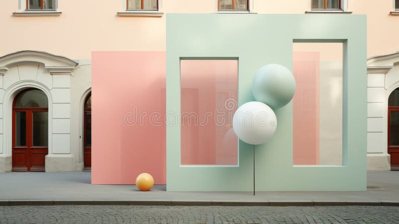 Minimalist Classical Architecture with Soft Colored Installations in ...