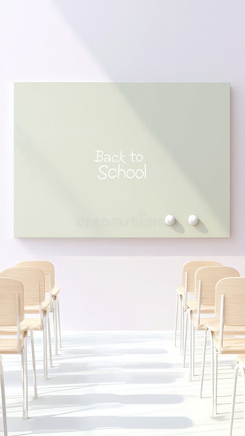 Minimalist Classroom with "back To School" Message on Green Board and ...