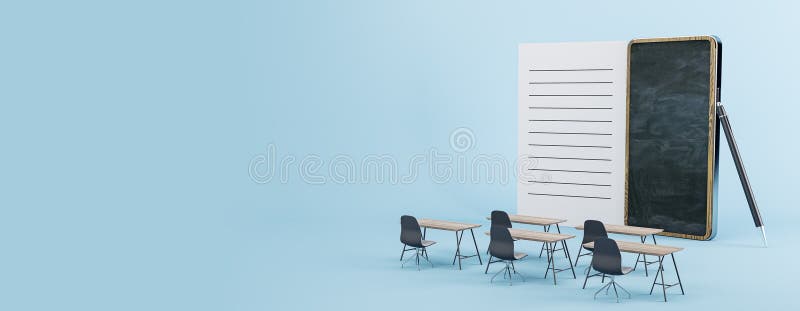 Minimalist Classroom Setup with Large Notepad and Chalkboard, Learning ...