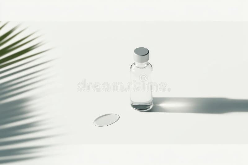 Minimalist Clear Bottle with Shadow on White Surface Stock Image ...