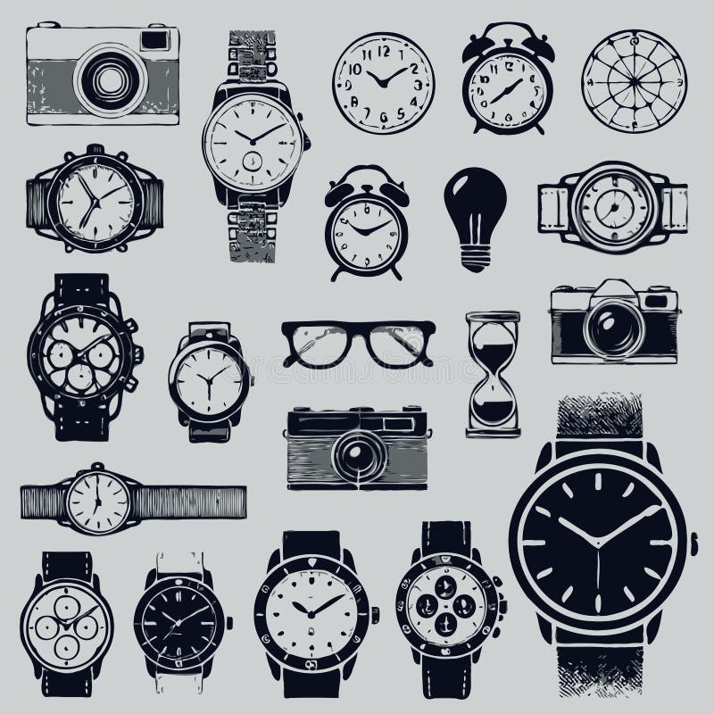 Minimalist Clear Silhouettes of Various Items on an Optical Theme ...