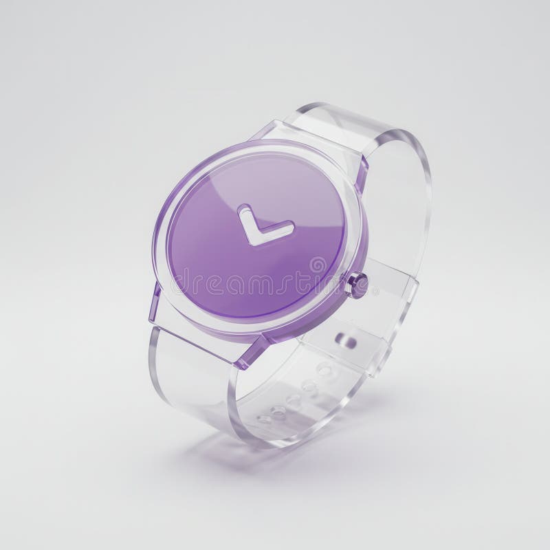 Minimalist Clear Watch with Purple Face on White Background Stock Photo ...