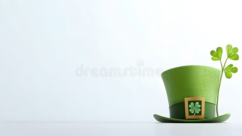 Minimalist Clipart of Green Leprechaun Hat with Shamrock Stock ...