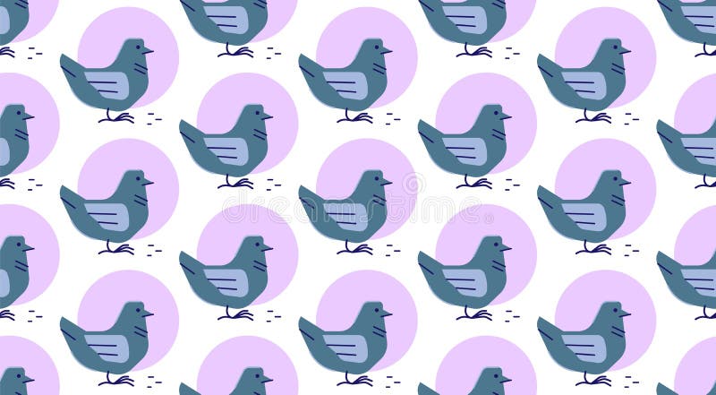 Minimalist Clipart of Pigeon, Modern Flat Style Vector Seamless Pattern ...