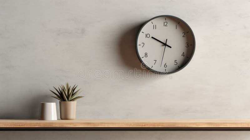 Minimalist Clock Against a Blank Wall. Generative AI Stock Illustration ...