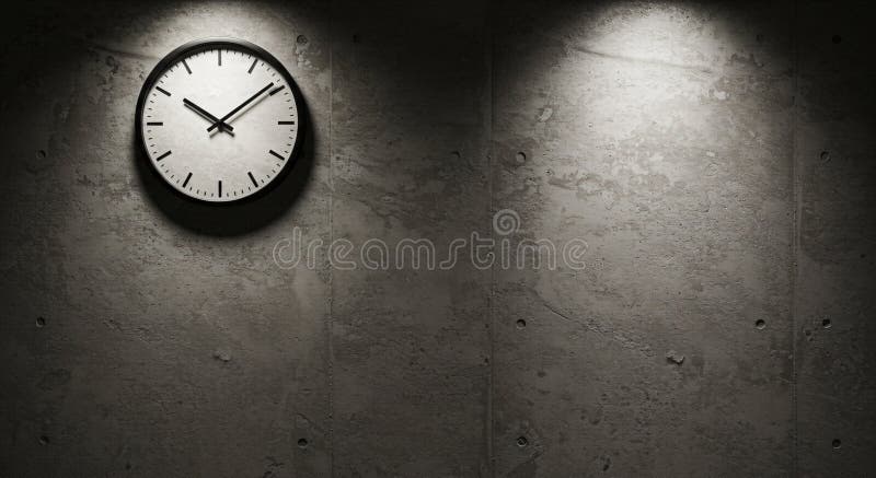 Minimalist Clock on Concrete Wall with Dramatic Lighting and Shadow ...
