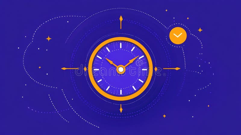 Minimalist Clock Design with Abstract Blue and Orange Elements Stock ...