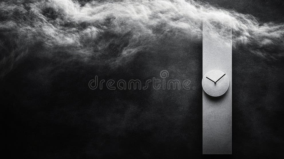 Minimalist Clock Design on Wall with Dramatic Smoke Contrast Stock ...
