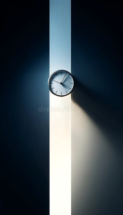 Minimalist Clock with Dual-Tone Shadow Play Stock Illustration ...