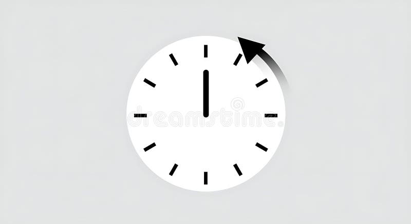 A Minimalist Clock Face Features a White Circular Background with Black ...