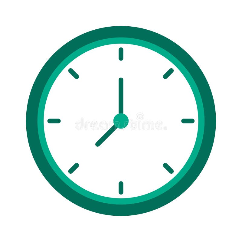 Minimalist Clock Face. Green Hand Layout. Simple Timepiece Vector ...
