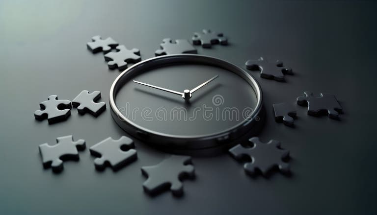 Minimalist Clock with Missing Numbers Surrounded by Puzzle Pieces ...