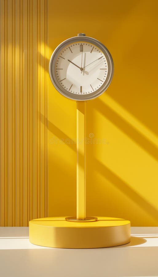 Modern Minimalist Clock Design in Vibrant Yellow Room with Striking ...