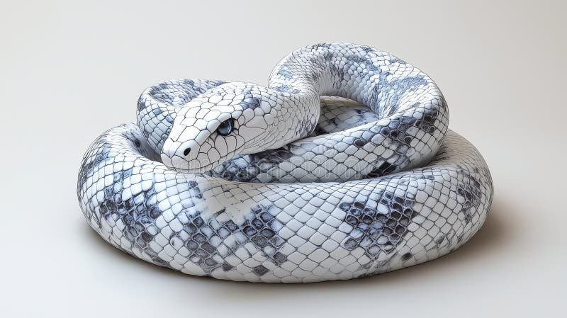Minimalist Close-up of an Intriguing White Snake in Artistic Display ...