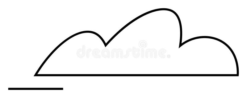 Minimalist Cloud Design with Outline and Simple Linear Patterns in Black and White Stock Vector ...