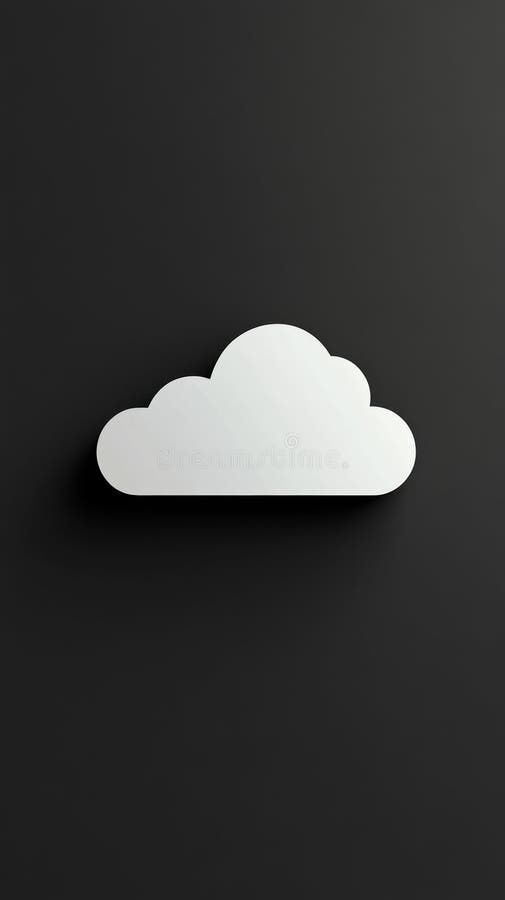 Minimalist Cloud Icon on Black Background Representing Digital ...