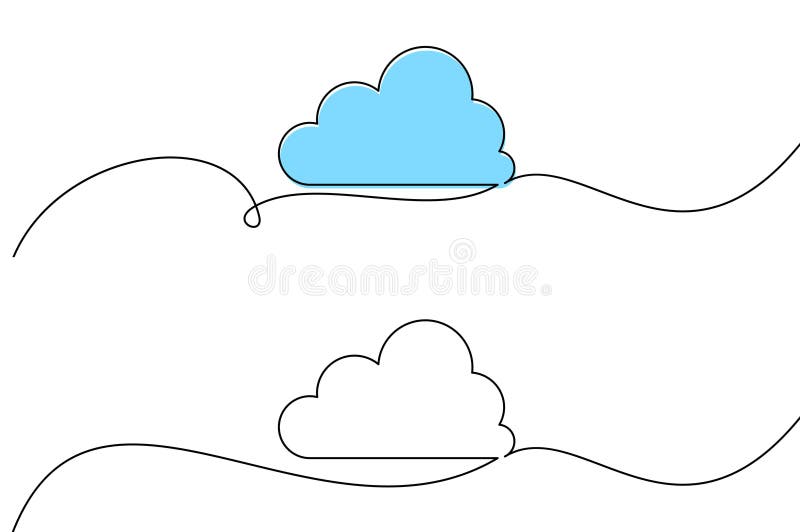 Minimalist Cloud Illustration with Continuous Line Art Stock ...
