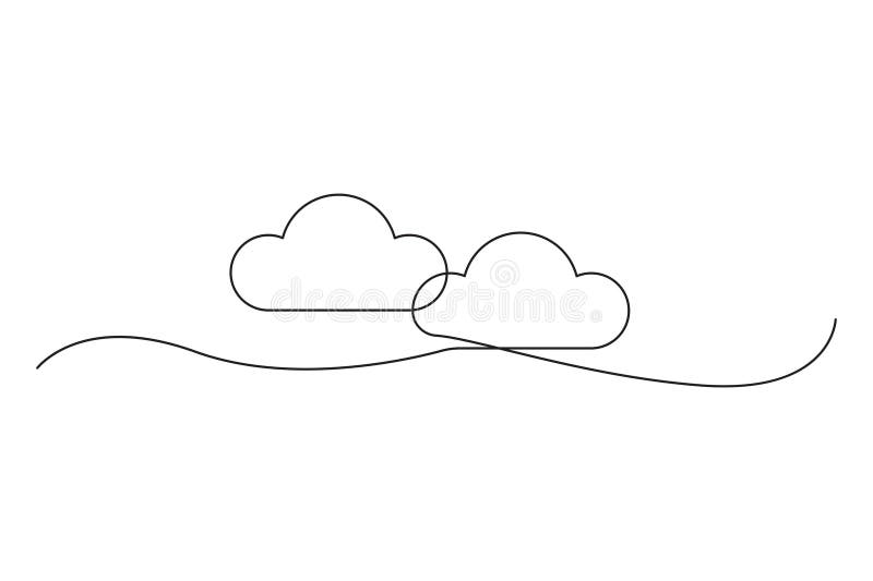 Minimalist Cloud Line Art. Simple Landscape Outline. Black Continuous ...