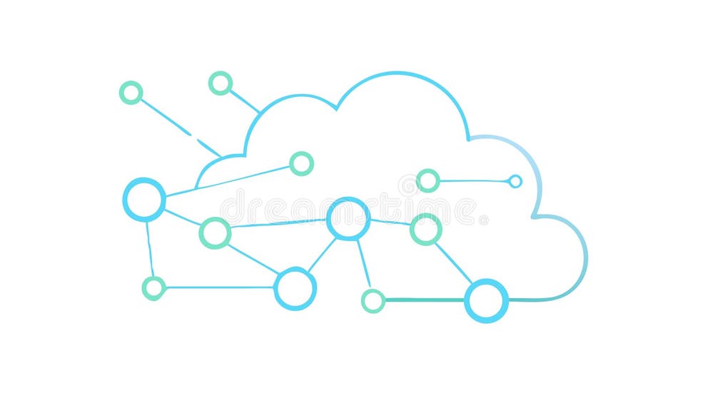 Minimalist Cloud Network Icon with Interconnected Nodes, Vector Design ...