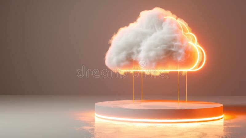 Minimalist Cloud Podium with Orange 3d Product Display Stand, Pastel ...