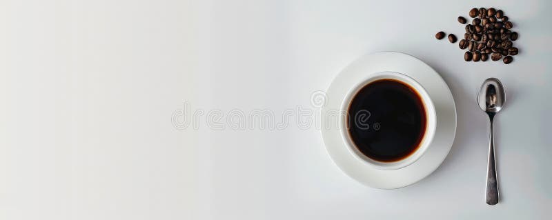 A Minimalist Coffee Background with a Single Cup of Black Coffee on a ...