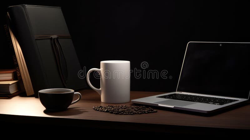Minimalist coffee cup desk stock illustration. Illustration of ...