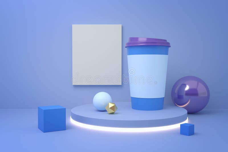 Minimalist Coffee Cup and Geometric Shapes Stock Photo - Image of white ...