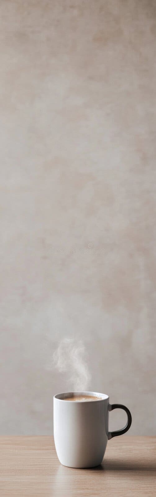 Minimalist Coffee Cup Steaming Peacefully on a Simple Table Backdrop ...