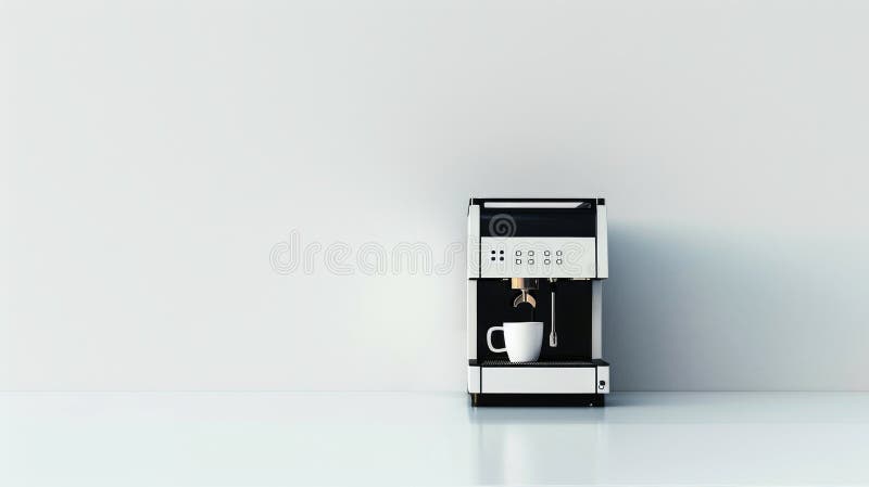 Minimalist Coffee Machine with a Cup on a Bright Neutral Background ...