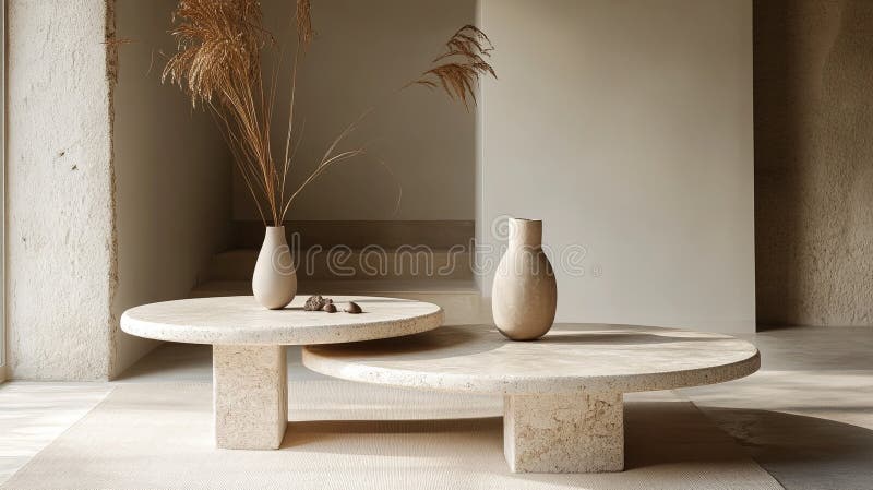 Minimalist Coffee Table Setup Styled Neutral Tones Natural Stock Photos ...