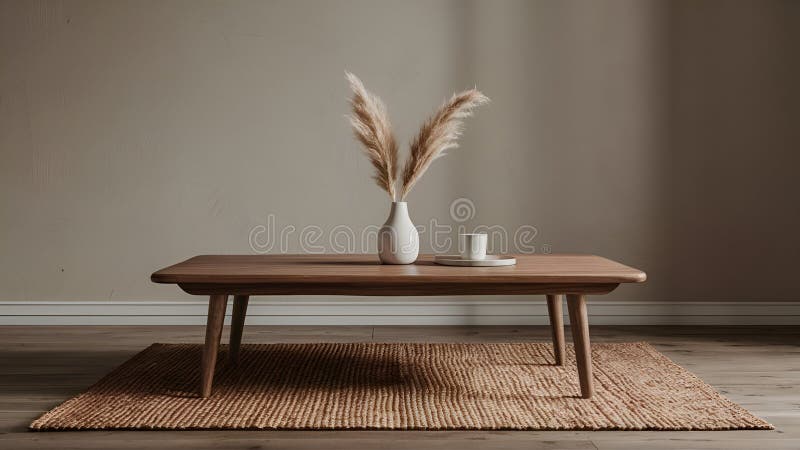 Minimalist Coffee Table in Warm Empty Room Stock Illustration ...