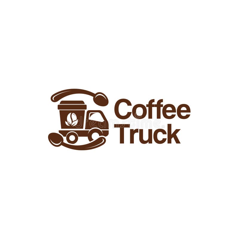 Minimalist Coffee Truck Van Spoon Logo Design Stock Vector ...