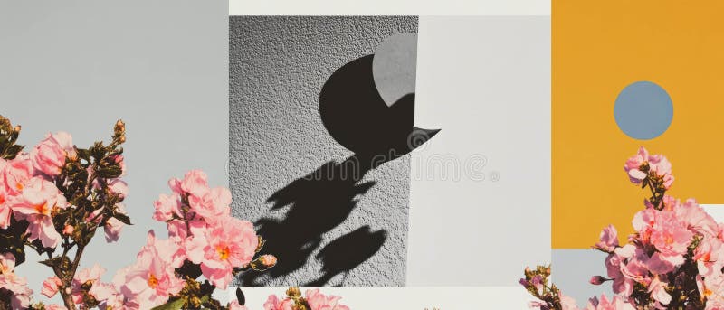 Minimalist Collage Exploring Shadows, Geometric Shapes, and Floral ...