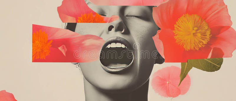 Minimalist Collage Featuring a Surprising Close-up Expression Amid ...
