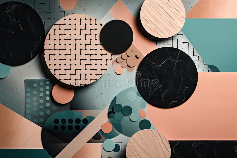 Minimalist Collage of Geometric Shapes and Patterns Stock Illustration ...