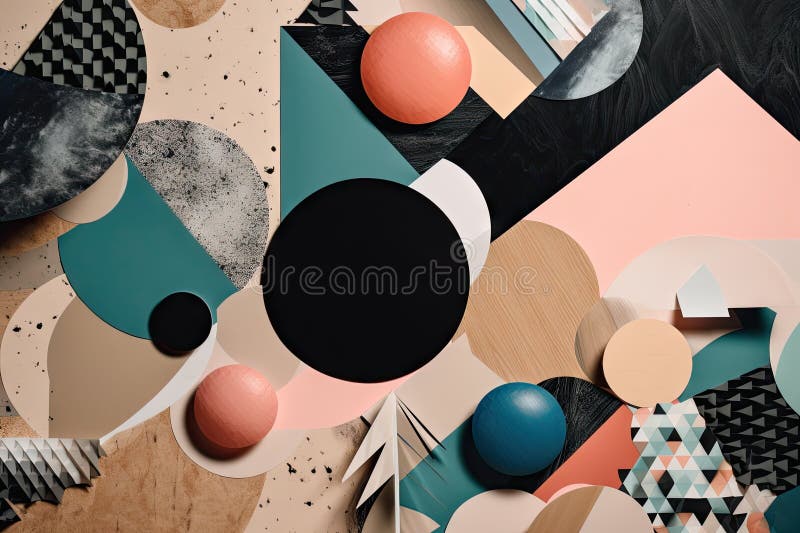 Minimalist Collage of Geometric Shapes and Patterns Stock Photo - Image ...
