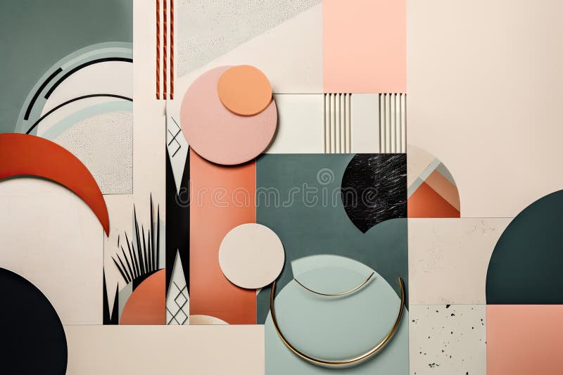 Minimalist Collage of Geometric Shapes and Patterns Stock Illustration ...