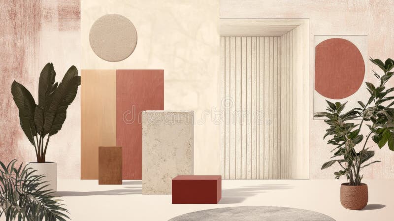 Minimalist Collage Wallpaper with Muted Tones and Natural Elements ...