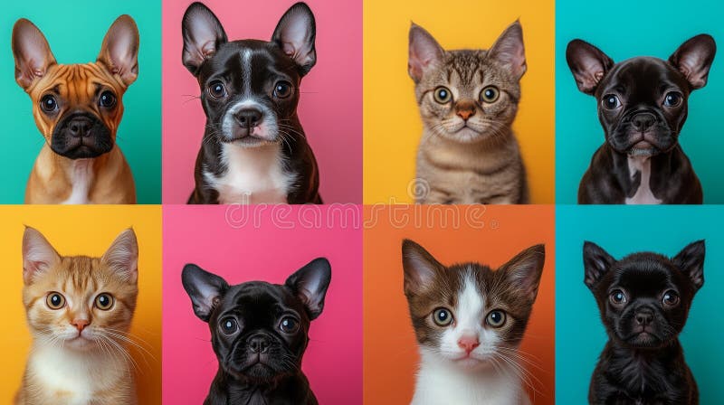 A Minimalist Collection Features Different Cute Pets in Bright Colors ...