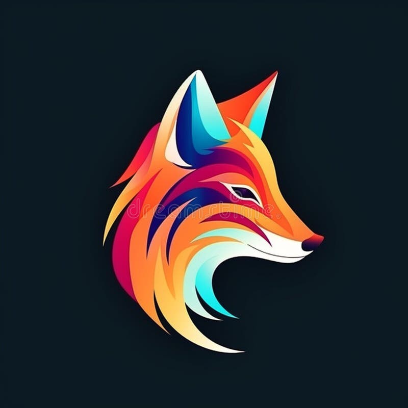 Minimalist Colored Fox 2D Illustration Stock Illustration ...