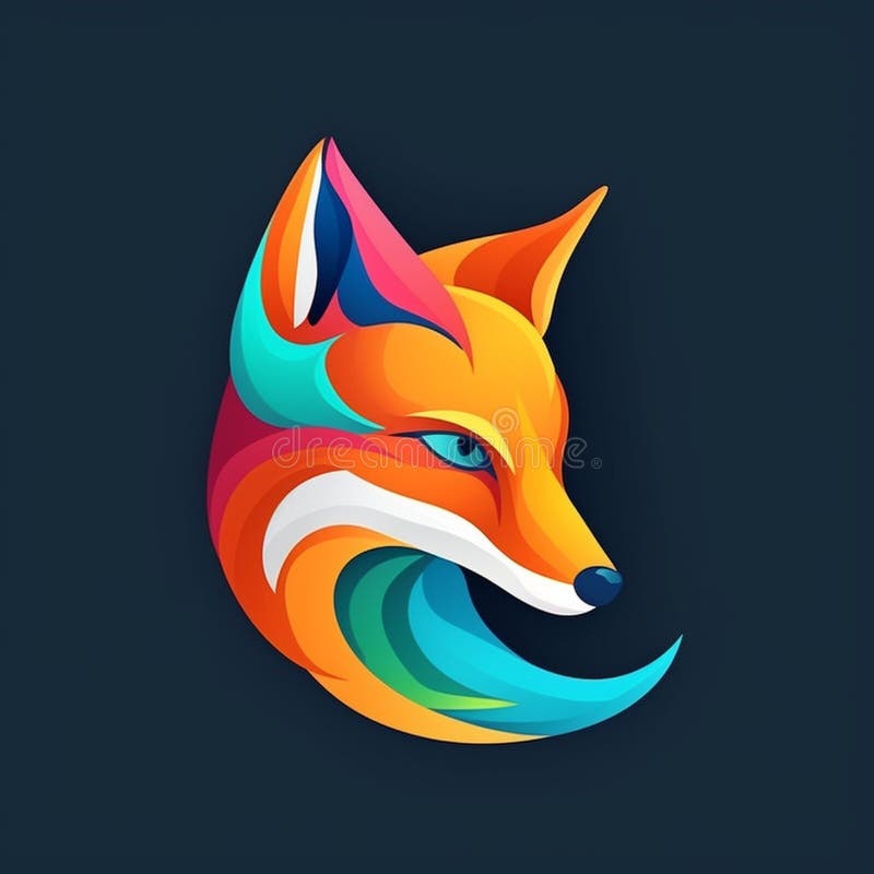 Minimalist Colored Fox 2D Illustration Stock Illustration ...