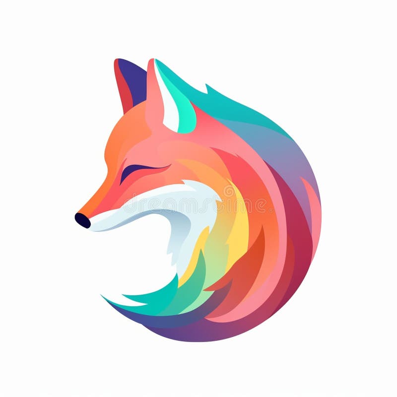 Minimalist Colored Fox 2D Illustration Stock Illustration ...