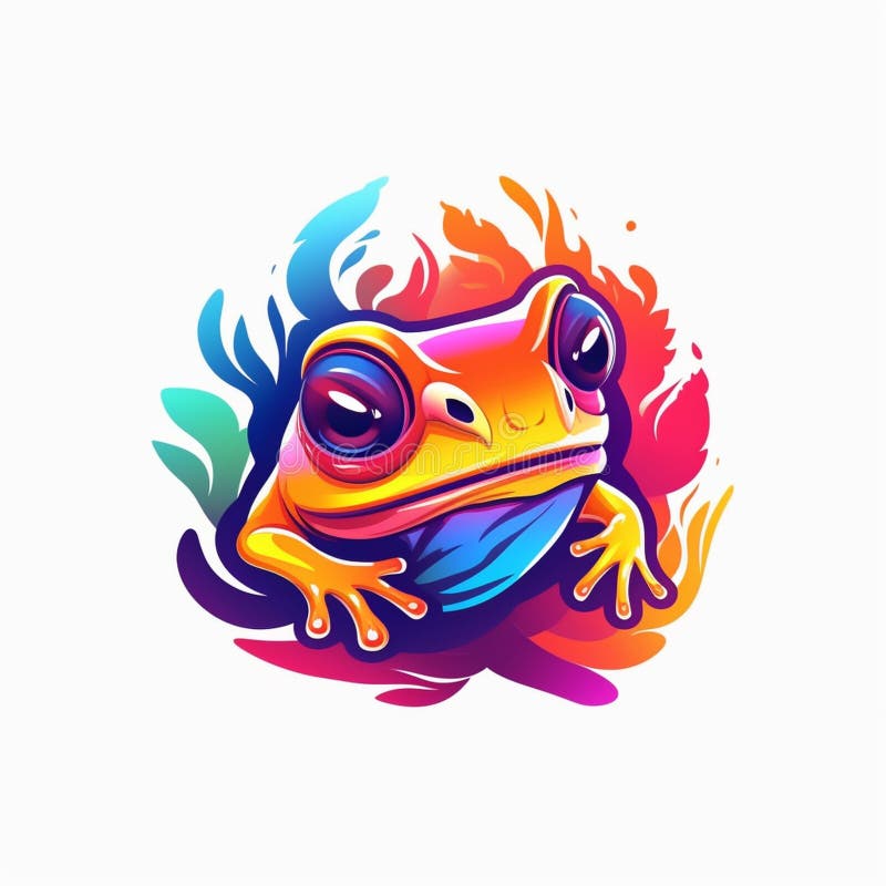 Minimalist Colored Frog 2D Illustration Stock Illustration ...
