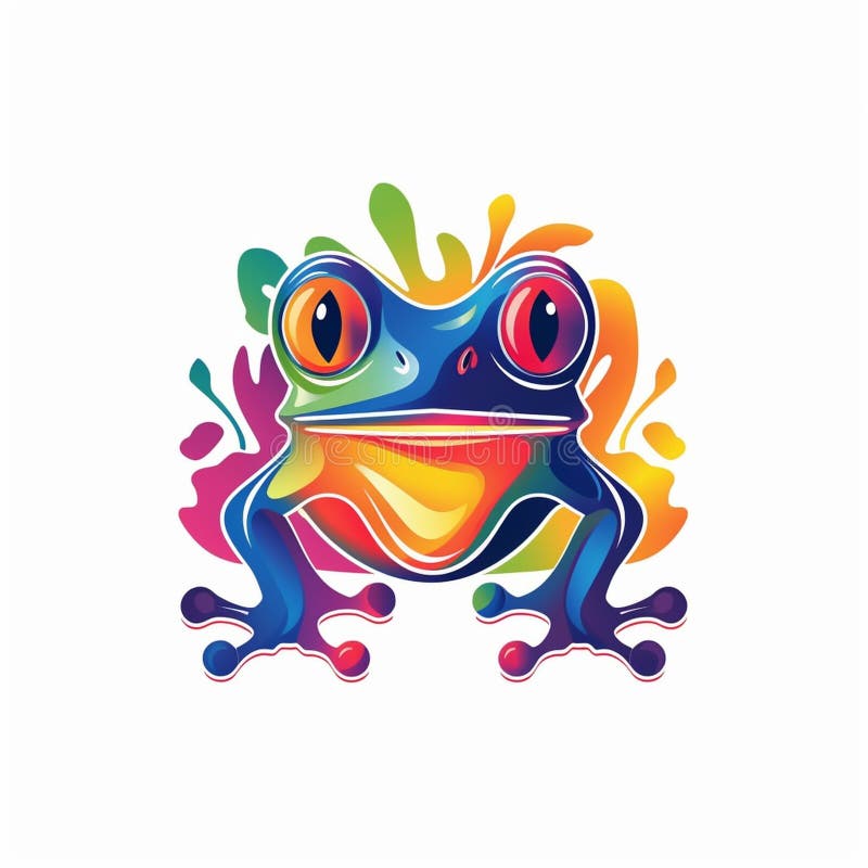 Minimalist Colored Frog 2D Illustration Stock Illustration ...