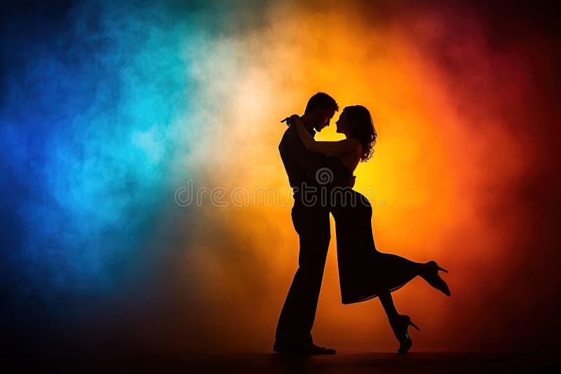 Minimalist Colorful Composition Featuring Dramatic Tango Dip Silhouette ...